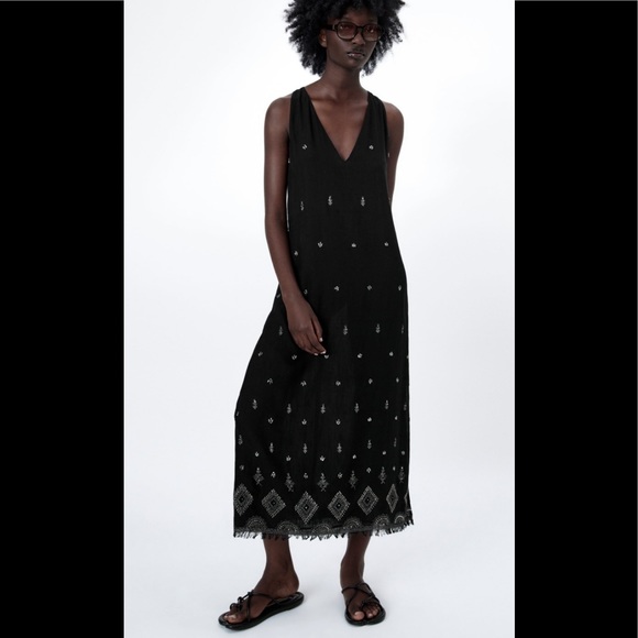 Zara | Dresses | Zara Embroidered Midi Dress Limited Edition | Poshmark